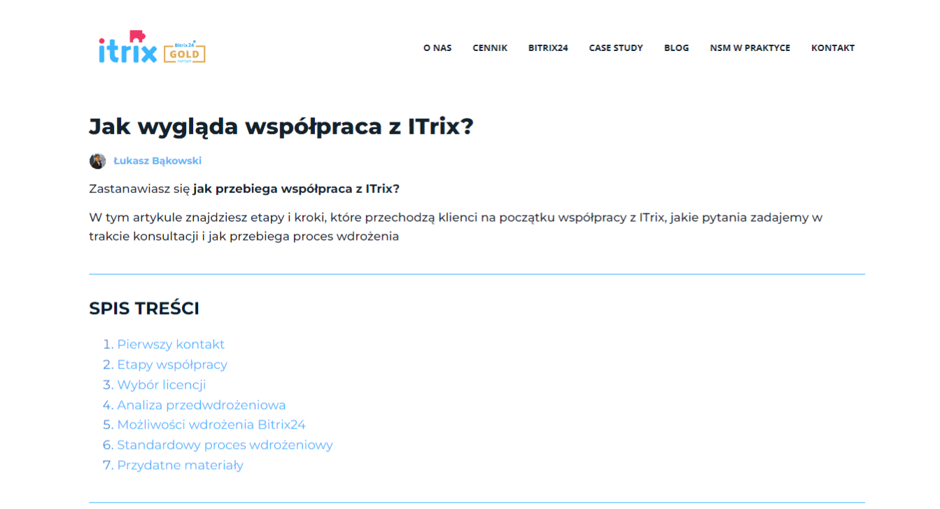 Jak wygląda współpraca z ITrix?